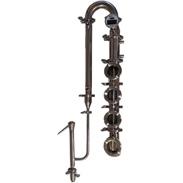 3" Flute Distiller Column with Copper Bubble Plates- 4 Sections ...