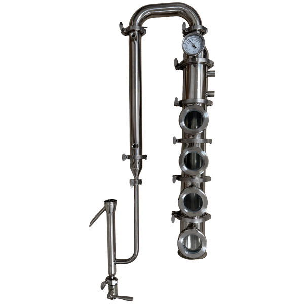 4" Distillation Flute Column with Copper Bubble Plates- 4 Sections ...